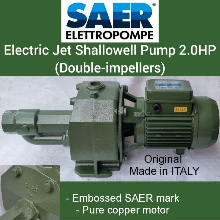 SAER Original Electric Water Pump Jet Booster Pump 2.0HP MADE IN ITALY ...