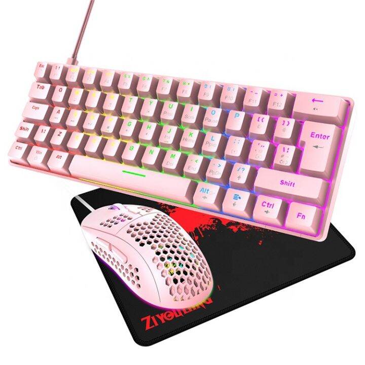 ZIYOU LANG T60 Lightweight 3 In 1 Gaming Combo Wired 62key 60 Gaming Keyboard And Mouse Set ...