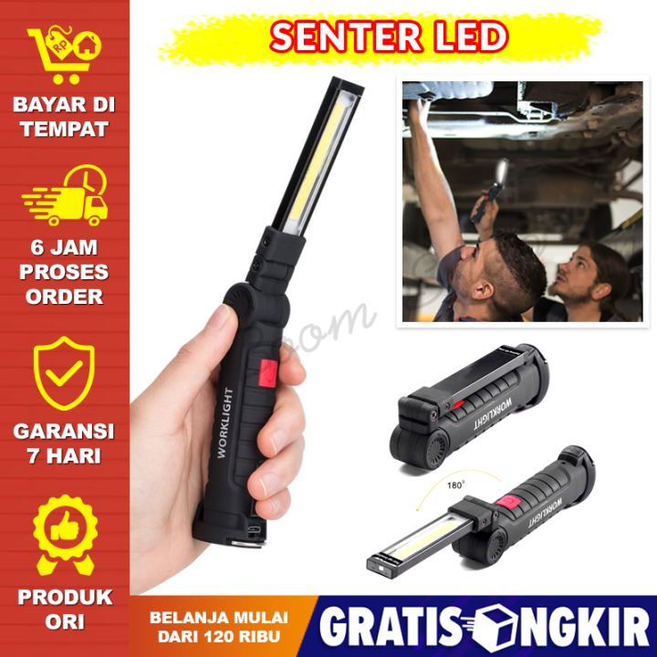 Senter LED Super Terang 2000 Lumens Lampu Senter Kerja Magnet Worklight ...