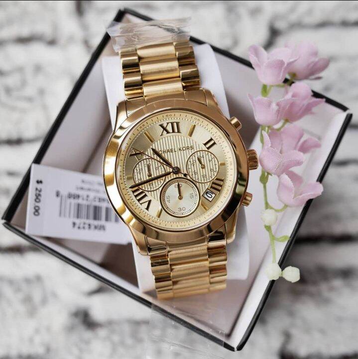 Guaranteed Authentic Michael Kors Cooper Chronograph Gold Dial Gold ...