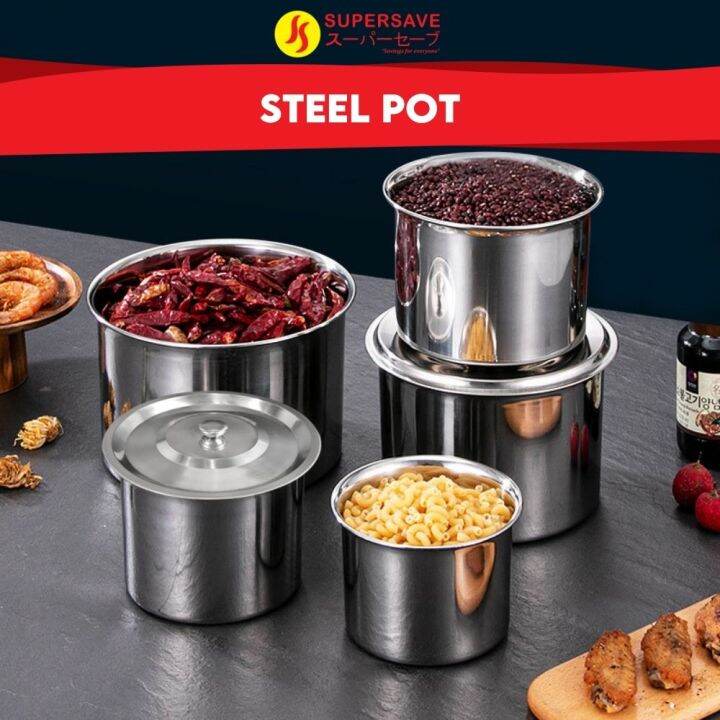 SUPERSAVE Stainless Steel Pot with Lid Cover Stock Pots Multipurpose ...