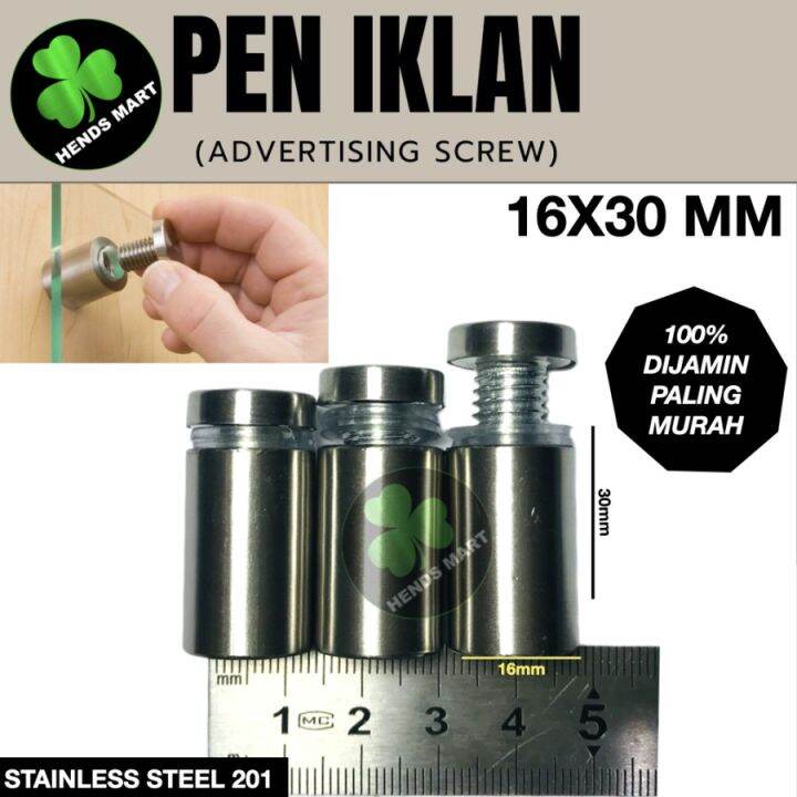 PEN IKLAN 16x30 Stainless / Baut Akrilik Baut Kaca Sign Board 16x30mm ...