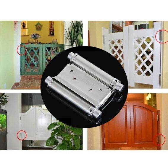 1pair Stainless Steel Double Action Spring Hinges for Free Gate Bar ...