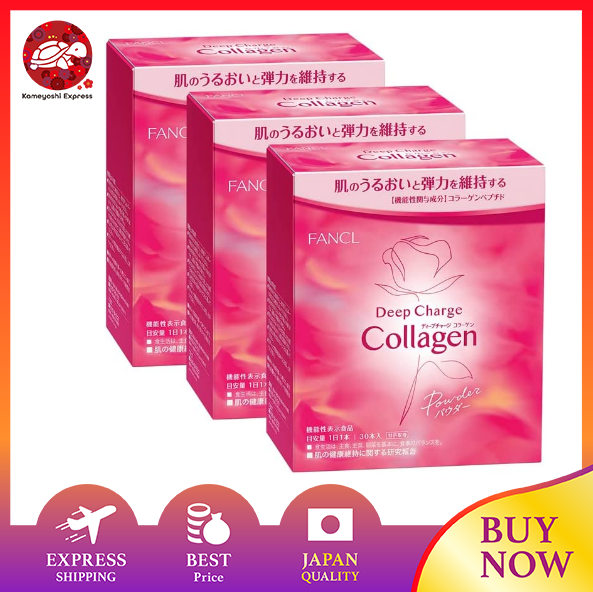 FANCL (New) Deep Charge Collagen Powder 90 days 1 box (3.4g x 30 pcs) x ...