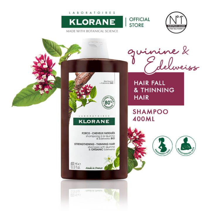 Klorane Quinine & Edelweiss Shampoo Anti-Hair Fall (400ml) | Lazada