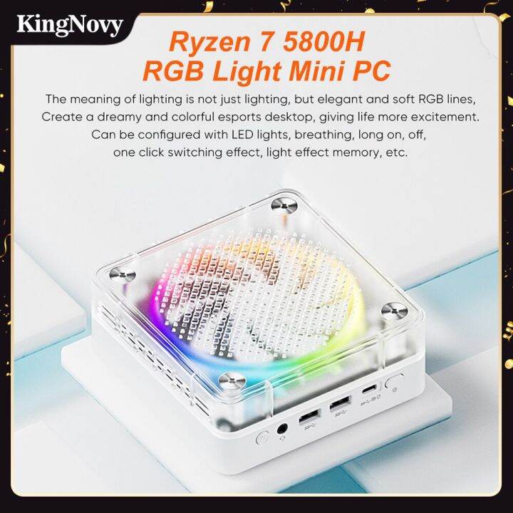 ชุดคอมพิวเตอร์ขนาดเล็ก Ice Soul DDR4สำหรับนักเล่นเกม AMD Ryzen 7 5800H 8 Cores RGB แสง Nvme 2.5G ...