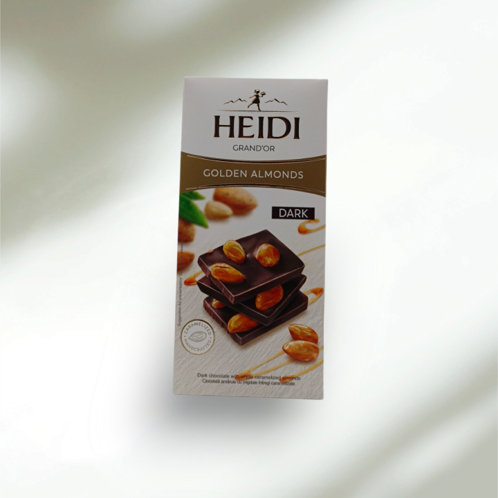 (Romania) Heidi Grand'Or Dark Chocolate. Golden Almonds. 100 grams ...