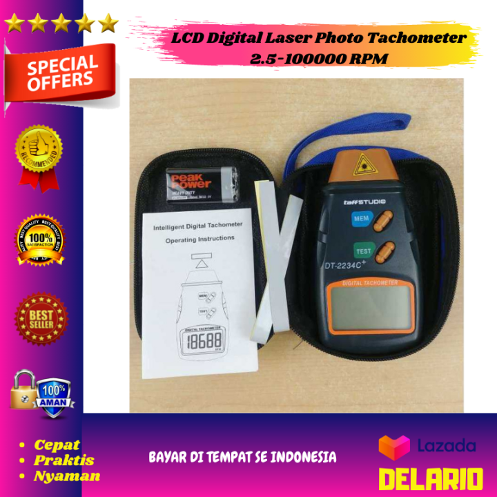 Alat pengukur kecepatan putaran mesin ban / LCD Digital Laser Photo ...