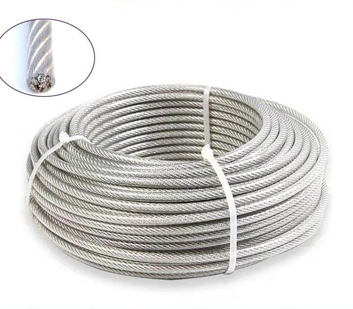 304 Stainless Steel PVC Coated Wire Rope 7*7 Flexible Cable Clothesline 0.8mm 1mm 1.2mm-5mm Soft ...