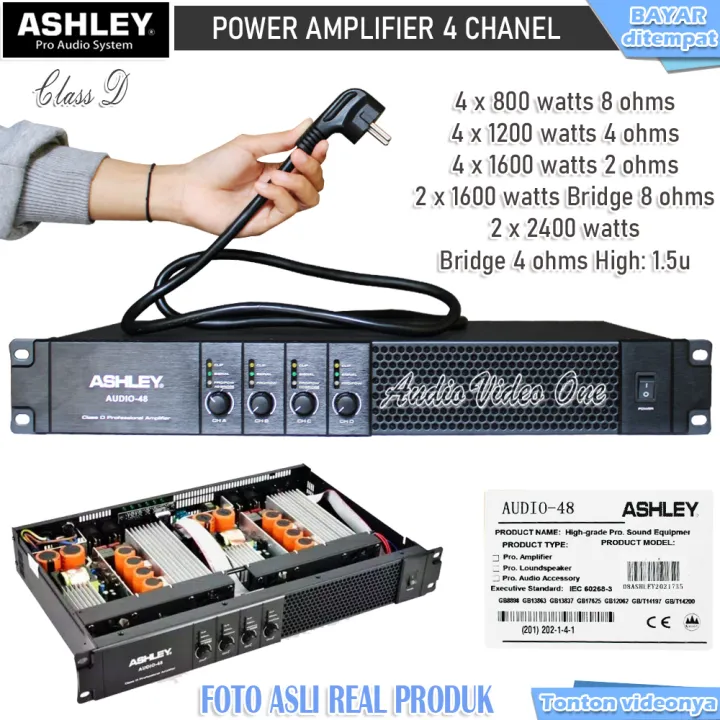 Power ASHLEY AUDIO-48 4 Chanel Class D Power Amplifier 4 x 800 Watt ...