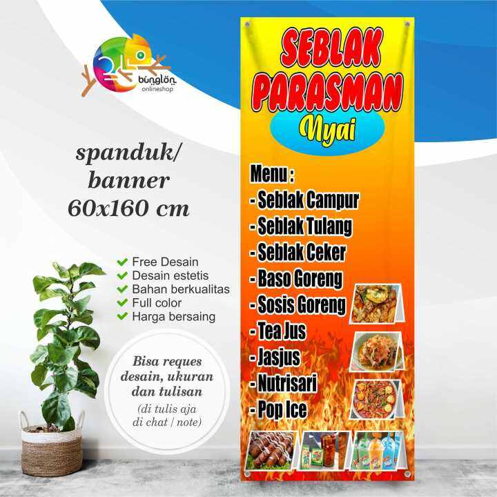 Spanduk, Banner 60x160 Cm Spanduk Seblak Prasmanan, Spanduk Jajanan ...