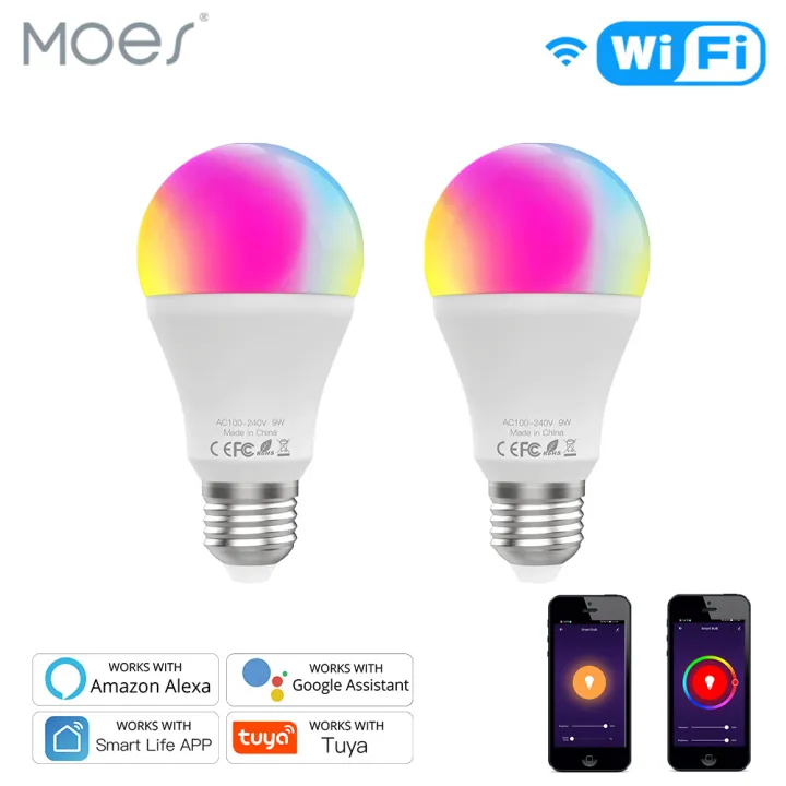 Moes WiFi Smart LED Dimmable Light Bulb 10W RGB C W Smart Life App ...