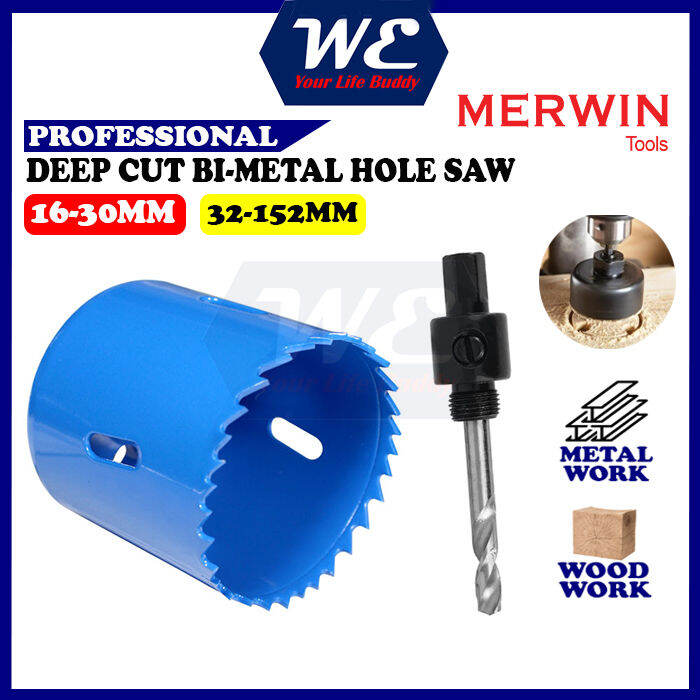 MERWIN DEEP CUT BI-METAL HOLE SAW / HEX SHANK HOLE SAW ARBOR | Lazada