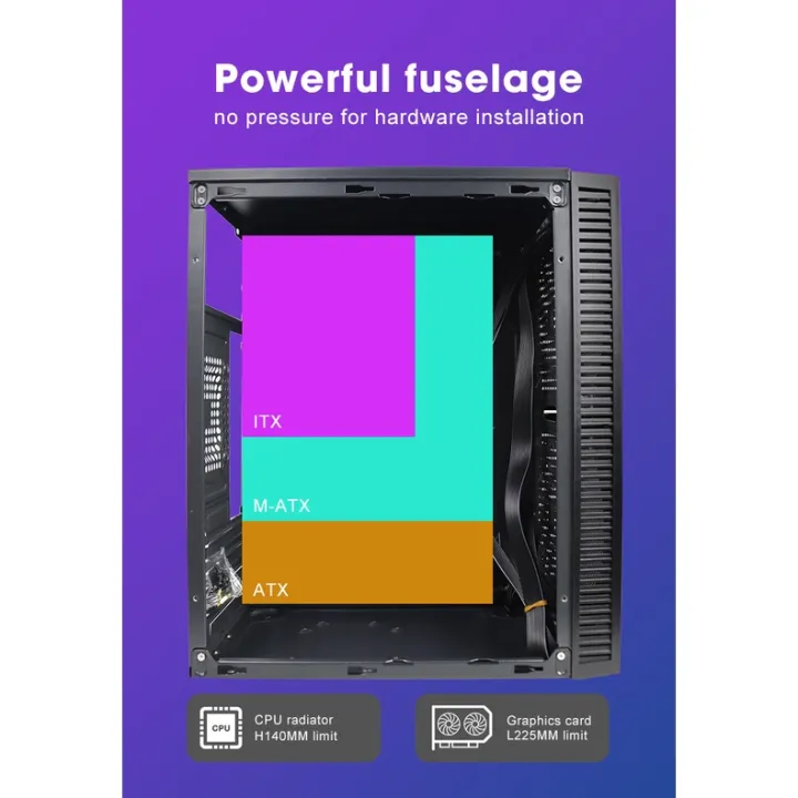 INPLAY Micro Atx PC Case Computer Case 3 Fan Slot USB I/O Port Tempered ...