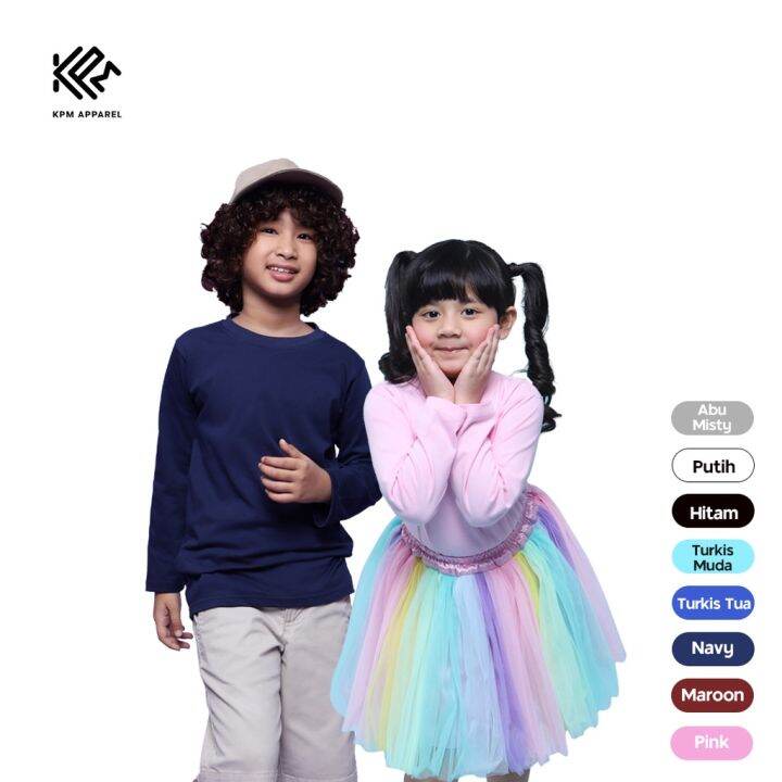 KPM APPAREL Premium Long Sleeves Size Anak Kaos Polos Lengan Panjang ...