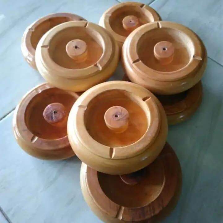 Asbak Kayu Asli Model Bulat Handmade / Kerajinan Kayu Asbak Rokok ...