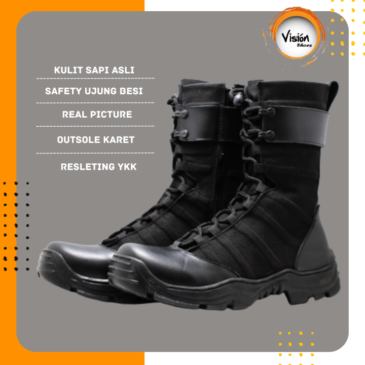 SEPATU PDL NINJA VISION SHOES TERBARU MODEL TITAN KLASIK HITAM DOFF ...