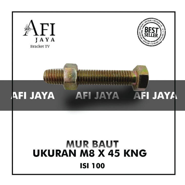 MUR BAUT UKURAN M8 X 45MM KUNING (100 PCS)- BAUT MUR M8x45- BAUT KUNING ...