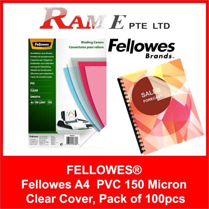 Fellowes A4 Binding Covers, PVC 150 Micron, Clear, Pack of 100 | Lazada ...