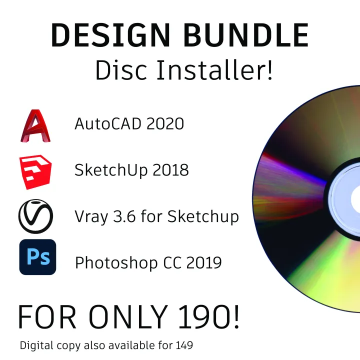 Design Bundle AutoCAD 2020, Sketchup 2018, Vray 3.6 for SKP, Photoshop ...