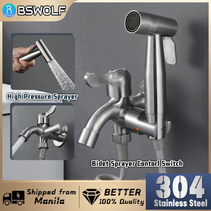 304 Stainless Steel 2 in 1 Wall Mounted Mounted Bidet Spray Complete ...