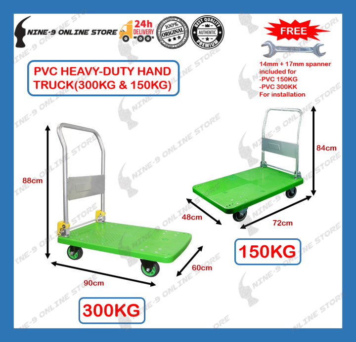 150KG & 300 KG HEAVY DUTY PVC FOLDABLE PLATFORM HAND TRUCK TROLLEY | Lazada