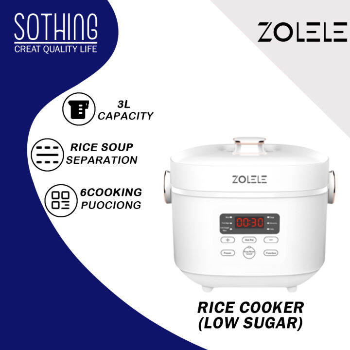 ZOLELE 3L Multi-Function Low Sugar Rice Cooker Non Stick Multifunctional electric Rice Cooker ...