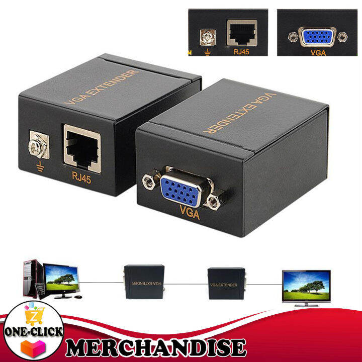VGA Signal Extender 60M Amplifier Signal RJ45 CAT-5e/6 Ethernet Cable ...