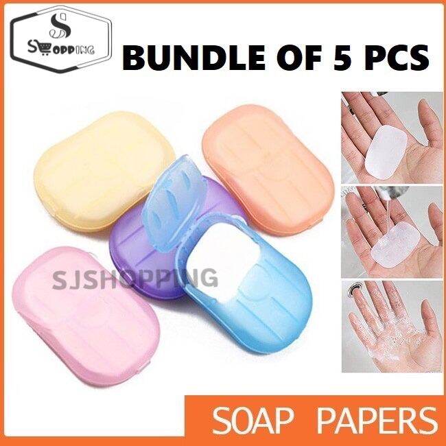 [SET Of 5pcs ] Portable Paper Hand Soap Toiletry Paper Soap Sheets ...