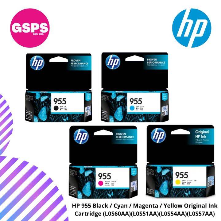 HP 955 Black / Cyan / Magenta / Yellow Original Ink Cartridge (L0S60AA)(L0S51AA)(L0S54AA ...