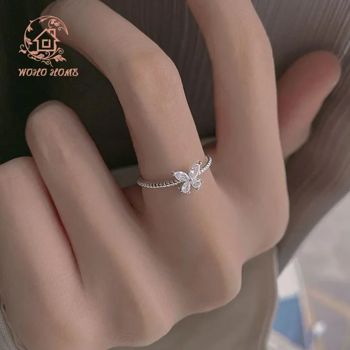 Sanhe แหวนเพชรผีเสื้อเงิน925ของผู้หญิง,ของขวัญเครื่องประดับเรียบง่ายใหม่ในอินสตาแกรม | Lazada.co.th