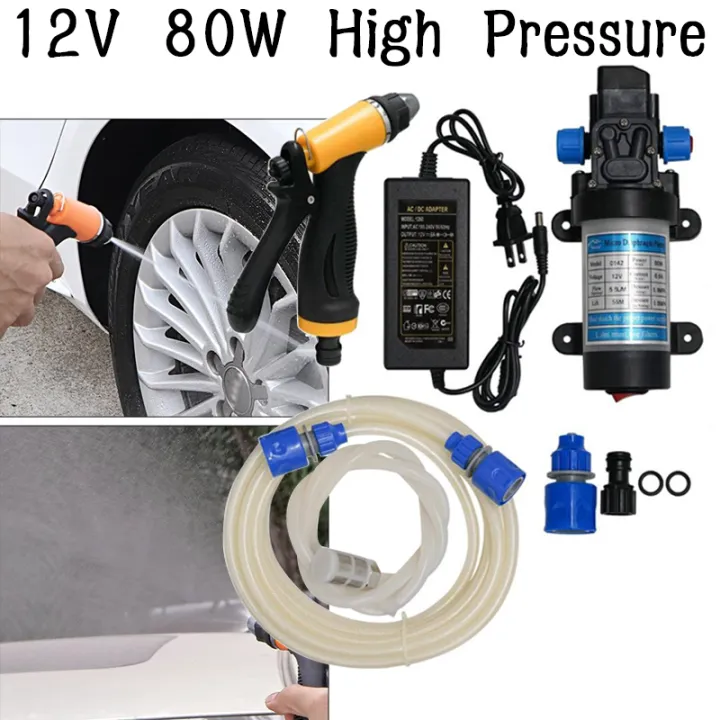12V 80W High Pressure Self-Priming Car Portable Wash Washer Water Pump ...