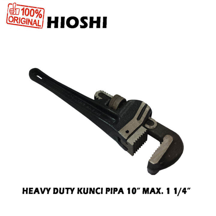 HIOSHI Kunci Pipa 10 Inch Kunci Monyet Heavy Duty Max.1 1/4" Kunci Pipa ...