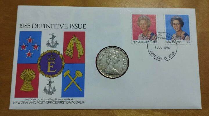 New Zealand 1985 Definitive Issue Queen Elizabeth II Stamp FDC inlaid ...