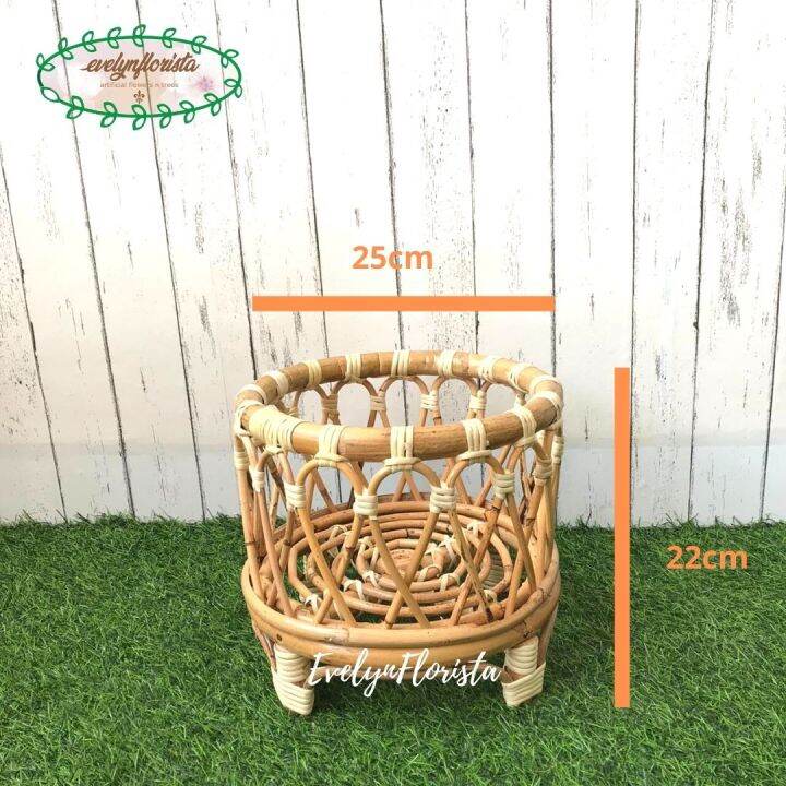 Cover Pot Tanaman Standing Rotan Kaki Pendek Pohon Hias Keranjang ...