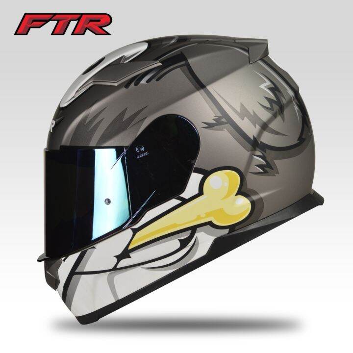 FTR Helmets XR500 Pro - Maxxie Matte Grey Full Face Single Visor Helmet ...