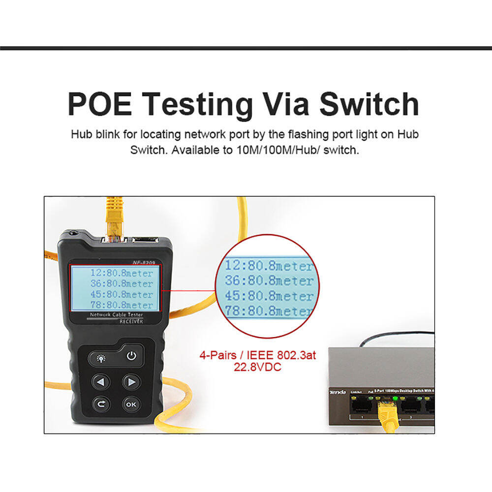 Multi-Functional LCD สายเคเบิลเครือข่ายสายติดตามทดสอบ PoE Checker ...