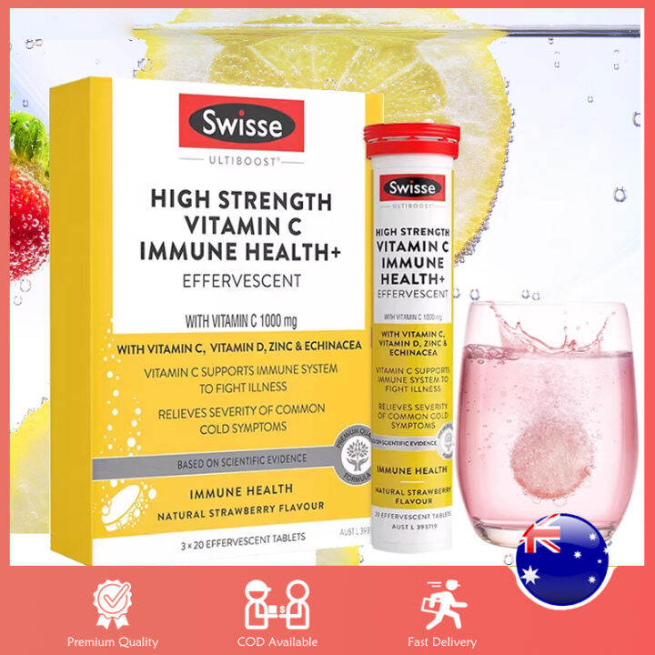 Swisse High Strength Vitamin C Effervescent 1000mg 60 Tablets Immune ...