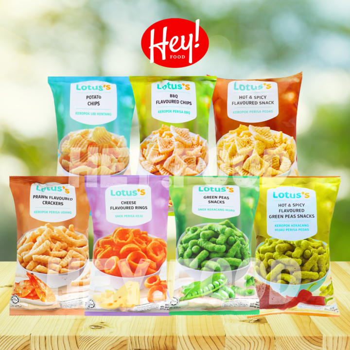 LOTUS'S Potato Chips Snack (50-60g) Cheese Ring, Prawn Chips, Green Pea ...