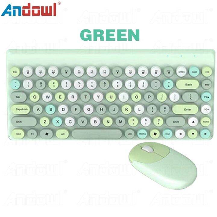 Andowl Keyboard And Mouse Set Office Home Wireless Bluetooth Silent For ...