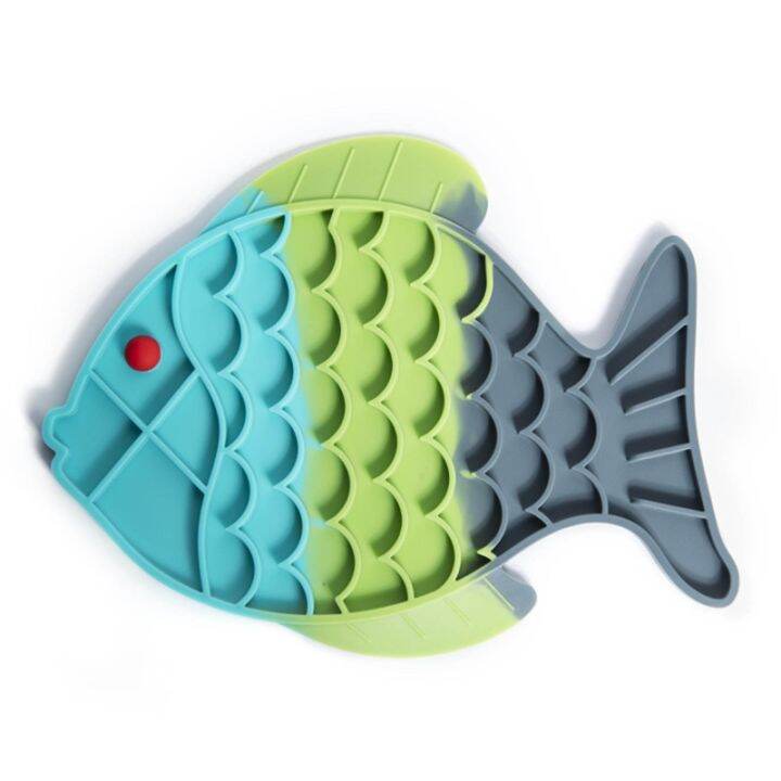 Dog Licking Pad Fish-Shaped Slow Feeder Mat for Cat Puzzle Feeders Pet ...