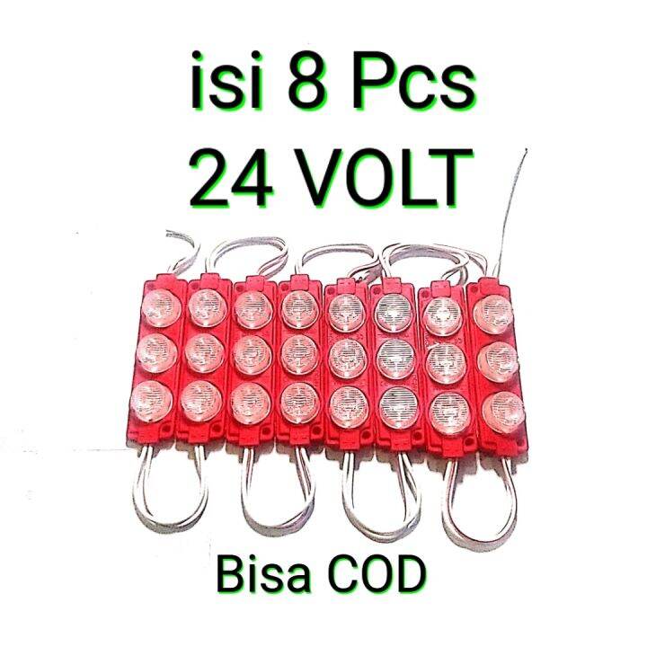 Isi 8 Pcs Lampu Led 3 Mata 24 Volt Led Kolong Truk Bus Modul 3 Mata