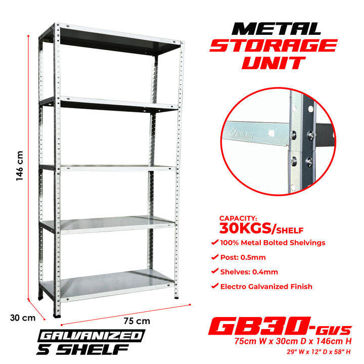 GALBA Galvanized All-Metal Storage Rack Adjustable Steel Shelf 3,4,5 ...