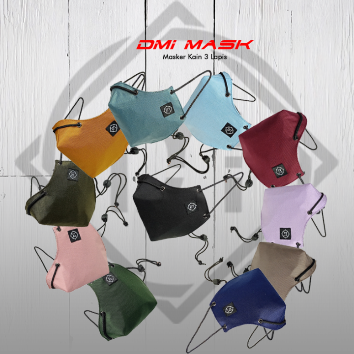 Masker Kain Earloop Warna Polos - DMI Mask | Katun 3 Lapis Polos dengan ...