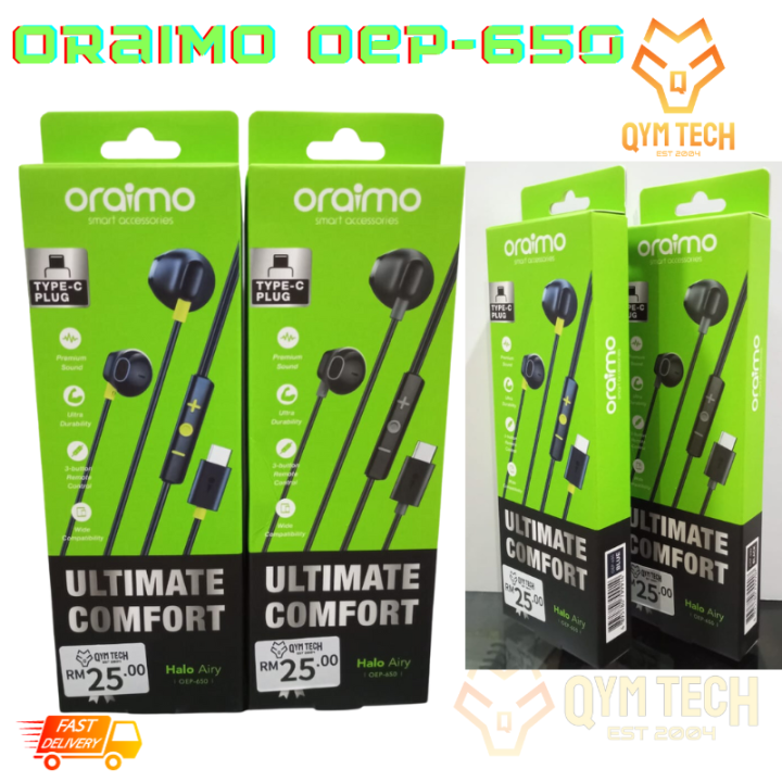 Oraimo Halo Airy OEP-650 Wired Earphone Type-C | Lazada