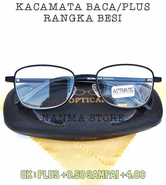 KACAMATA PLUS MODEL KOTAK RANGKA BESI / KACAMATA BACA PRIA DAN WANITA ...