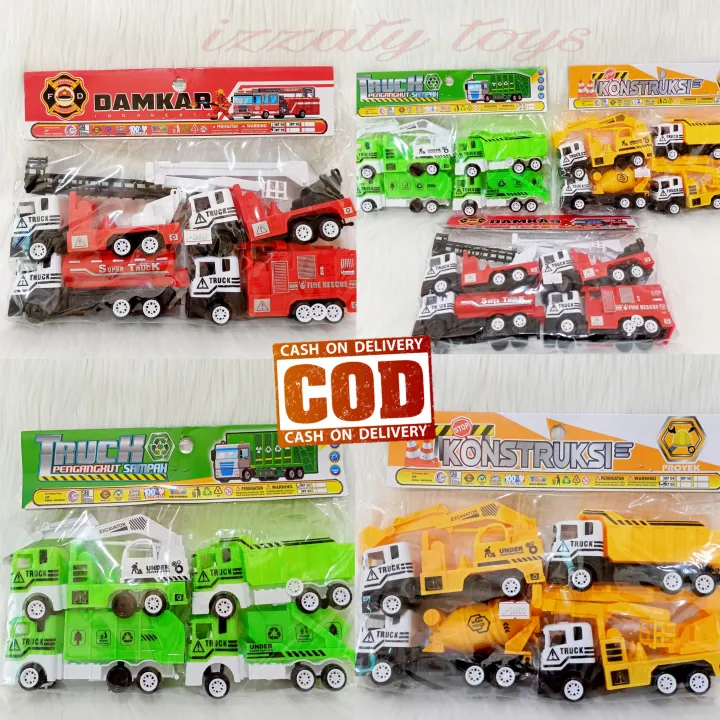 MAINAN ANAK COWOK TERBARU EDISI TRUK ISI 4 PCS TRUK KONSTRUKSI TRUK ...