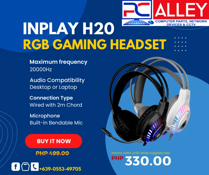 Inplay H20 RGB Gaming Headset with Built-in Bendable Mic | Lazada PH