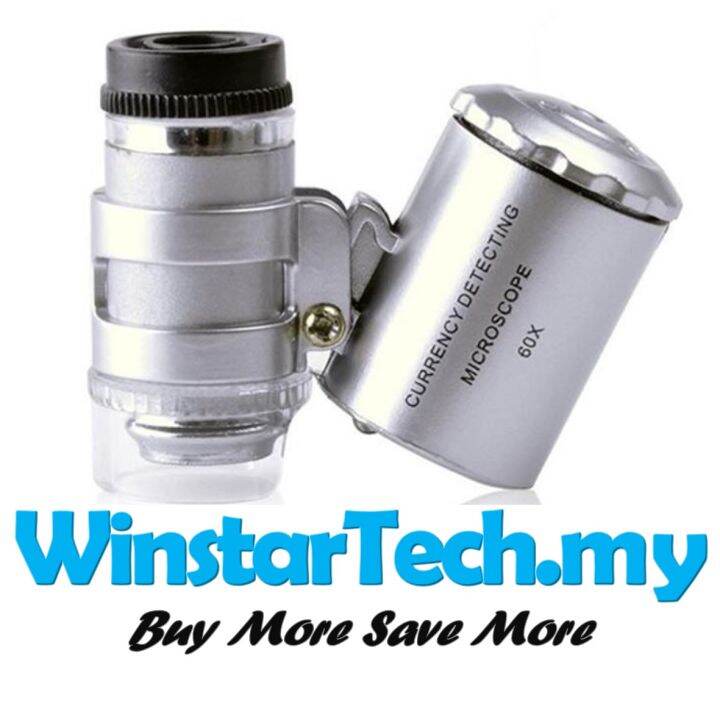 60X High Power Pocket Magnifier Currency Detecting Mini Microscope-LED ...