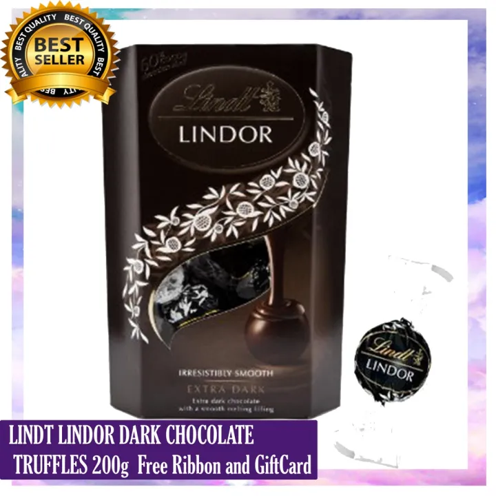 LINDT LINDOR 60 DARK CHOCOLATE TRUFFLES 200g Free Ribbon and GiftCard ...